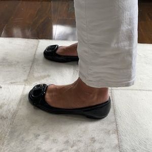 Prada | Shoes | Prada Black Shiny Flats | Poshmark